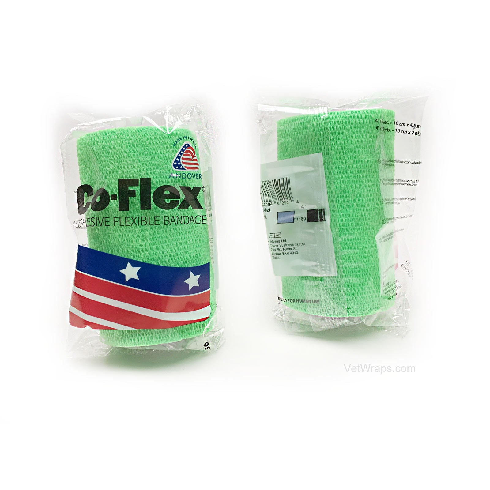CoFlex Vet Cohesive Bandage Wrap Neon Green 4 Inch - VetWraps.com